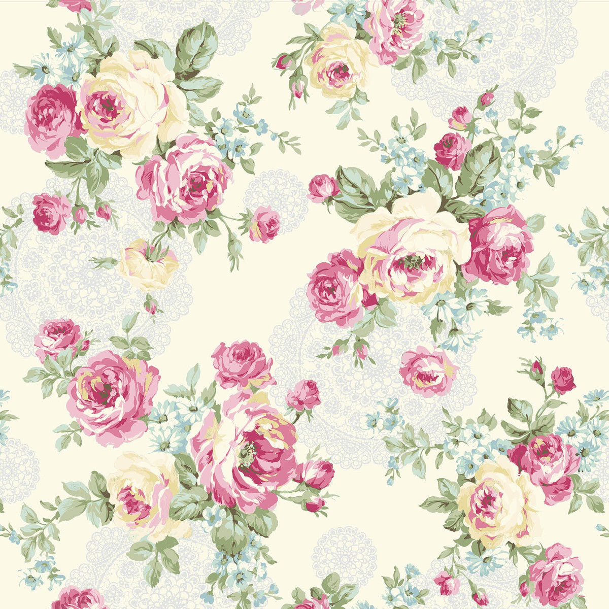 Rose Waltz RuRu Bouquet cotton fabric by Quilt Gate Ru2450-11A Roses o ...